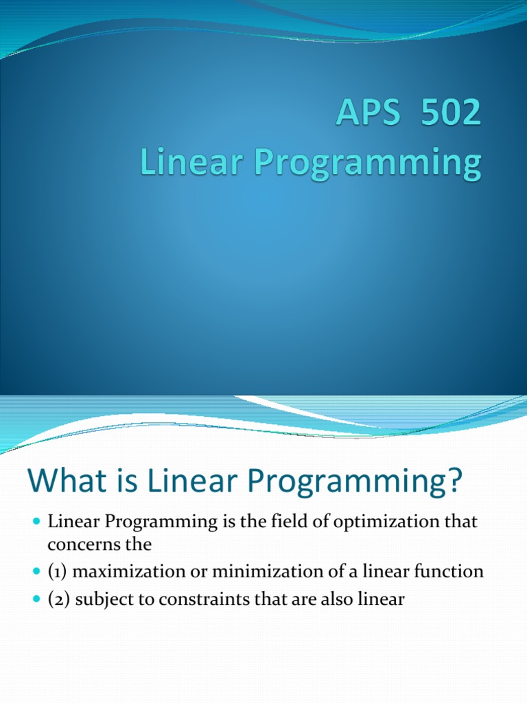 APS 502 LP Models | PDF | Bonds (Finance) | Linear Programming