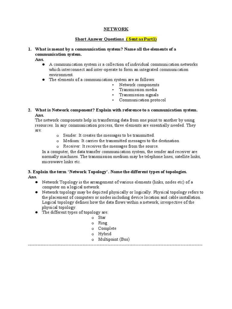 Network For Class 8 Icse | PDF | Computer Network | Network Topology