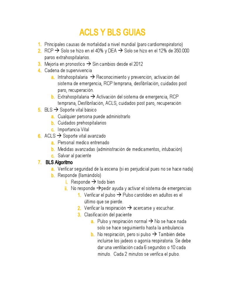 Acls y BLS Guias | PDF | Reanimación cardiopulmonar | Paro cardíaco