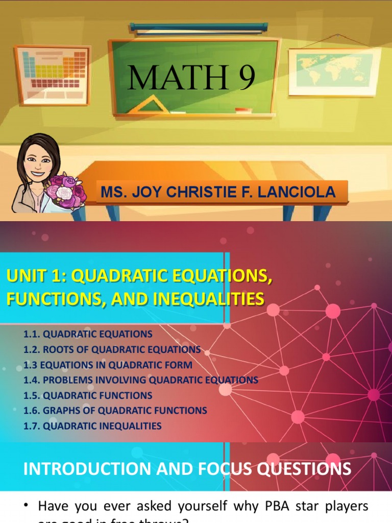 Lesson 1 Quadratic Equations Solving Quadratic Equations By Extracting