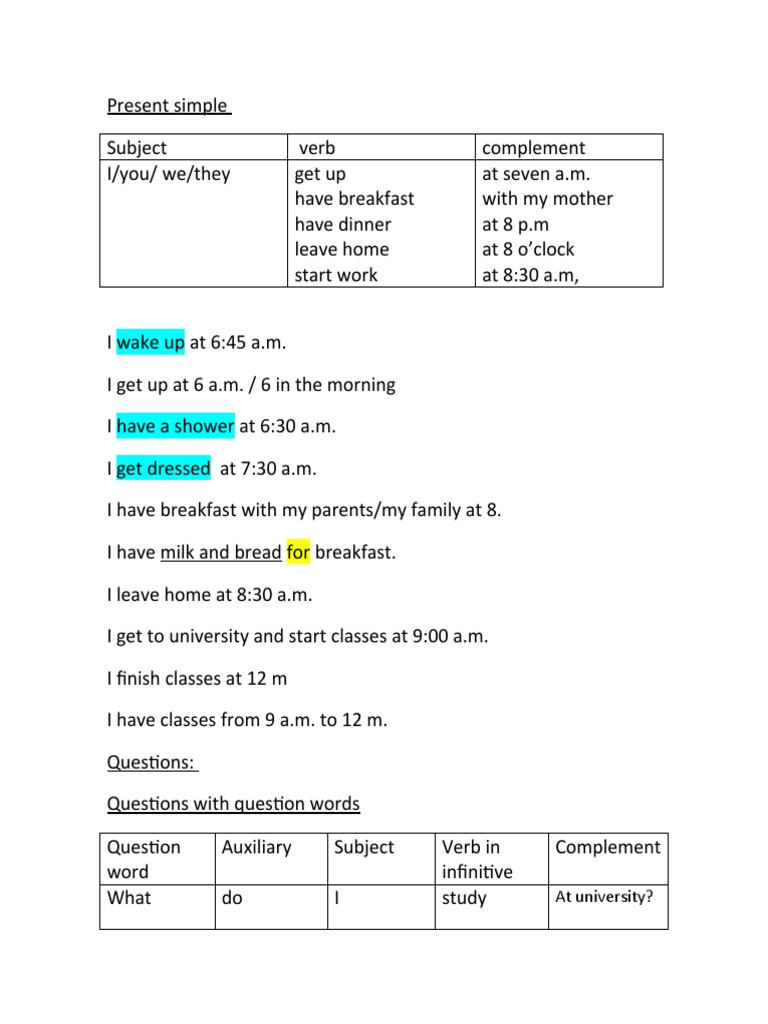 Present Simple I, We, You, They | PDF