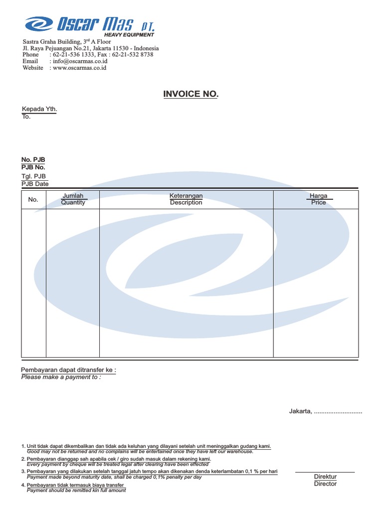 HEAVY EQUIPMENT INVOICE | PDF