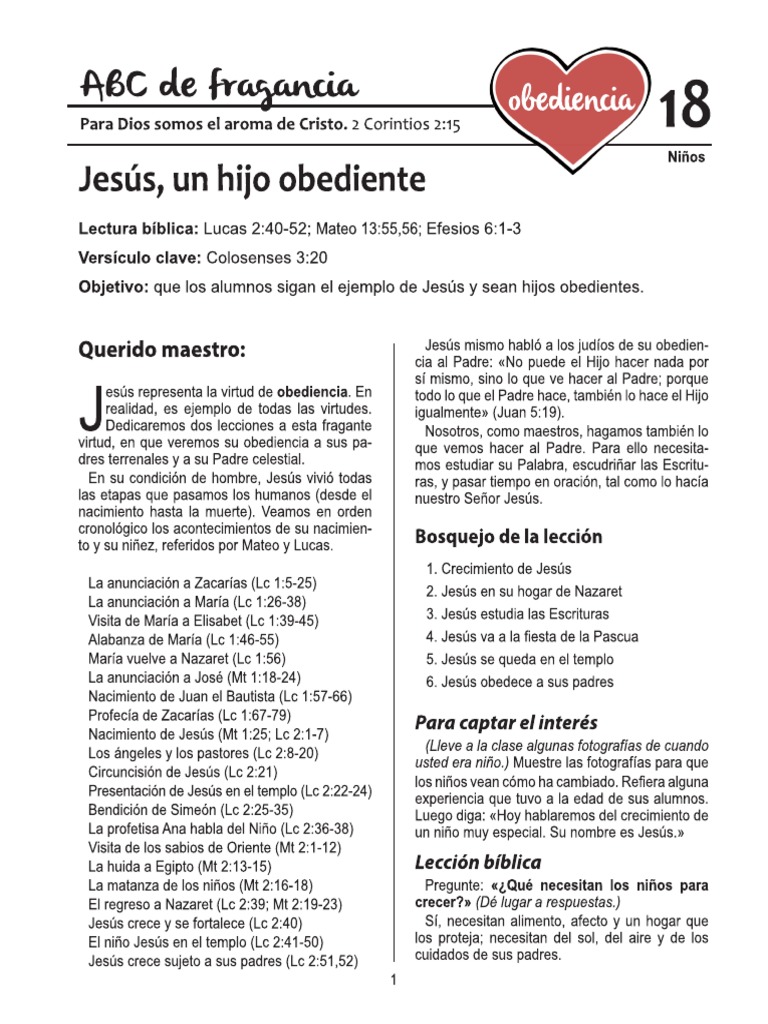 Leccion Jesus Un Hijo Obediente | PDF