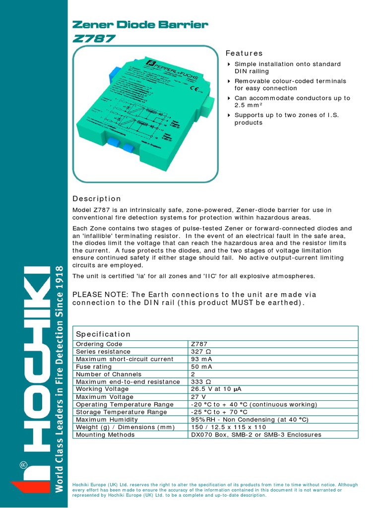 Zener Diode Barrier: Features | PDF | Electrical Engineering ...