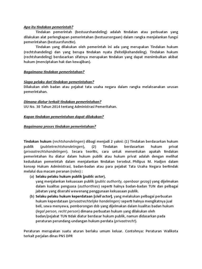 Tindakan Pemerintah: Definisi dan Jenisnya | PDF