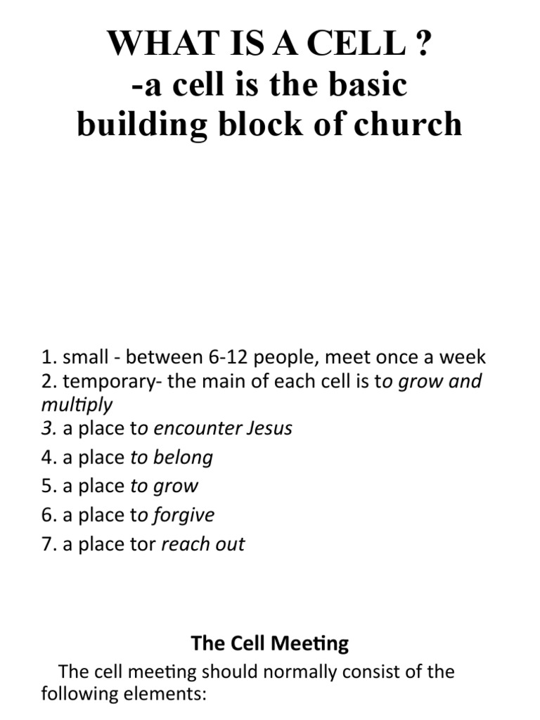 Guidance On Leading Effective Cell Group Meetings Pdf Theology