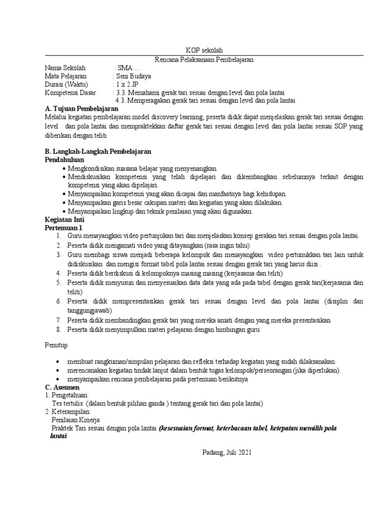 Contoh RPP Sma | PDF