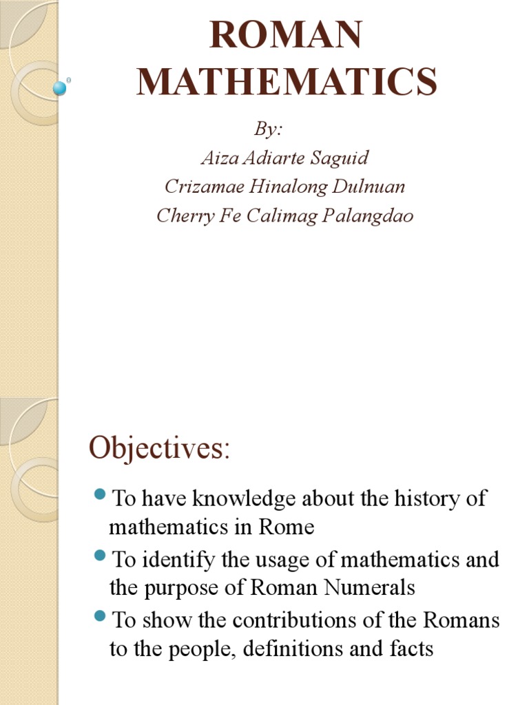 History of Roman Mathematics and Numerals | PDF | Calendar