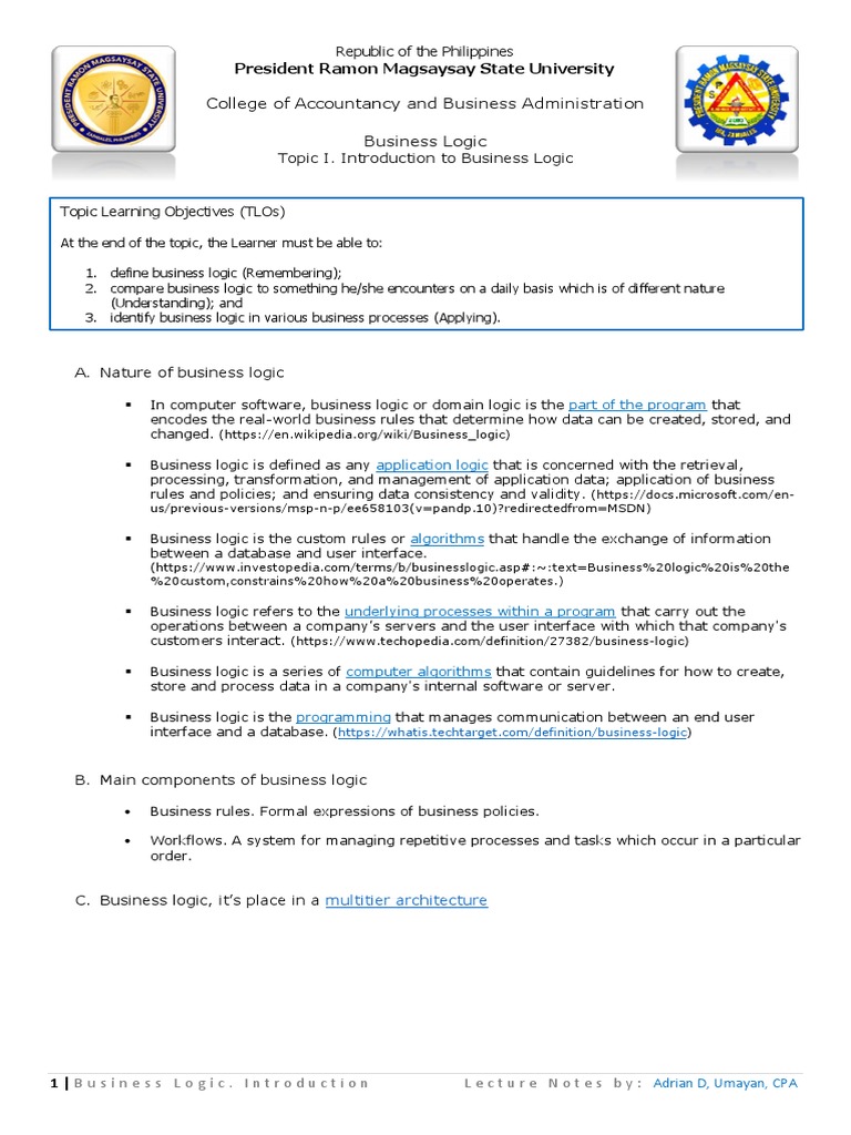 Intro To Business Logic | PDF | Databases | Logic