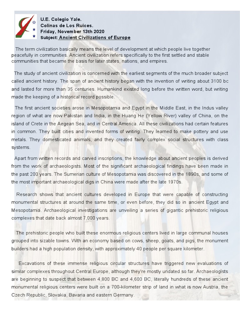 Ancient European Civilizations Study Pdf Ancient History Archaeology