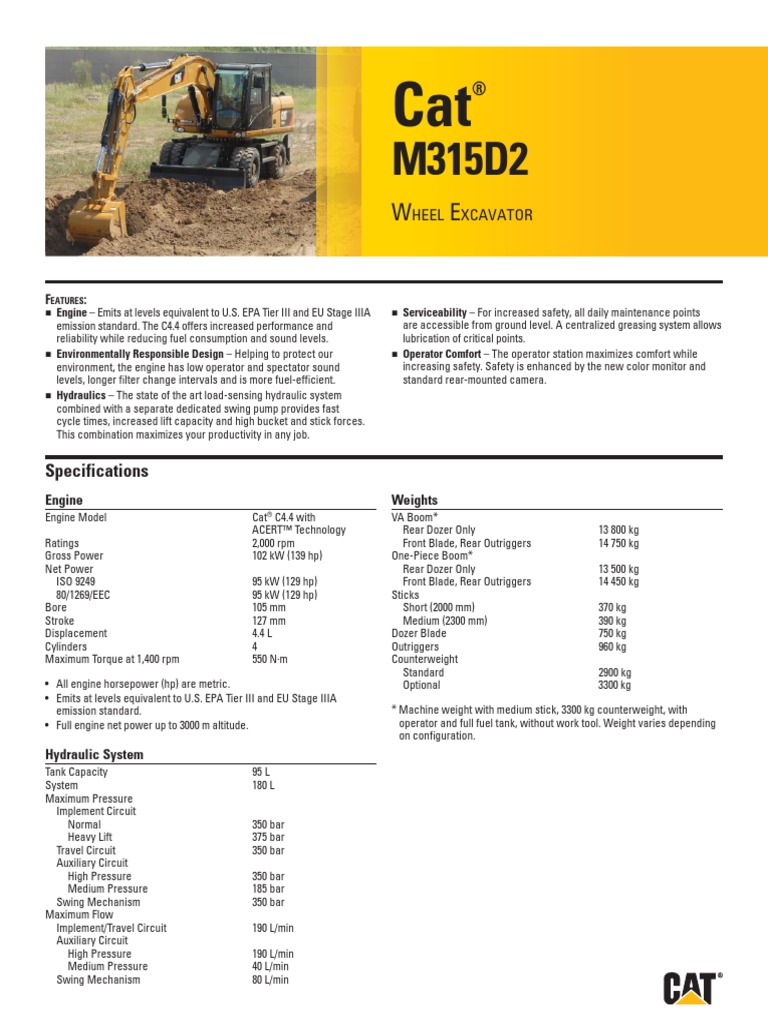 M315D2 | PDF | Horsepower | Axle