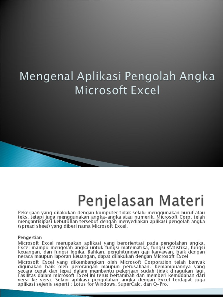02 Mengenal Aplikasi Pengolah Angka Microsoft Excel | PDF