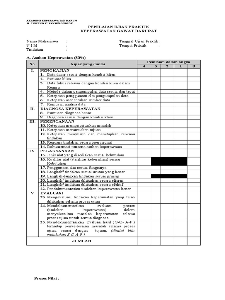Format Penilaian Ujian Praktik | PDF