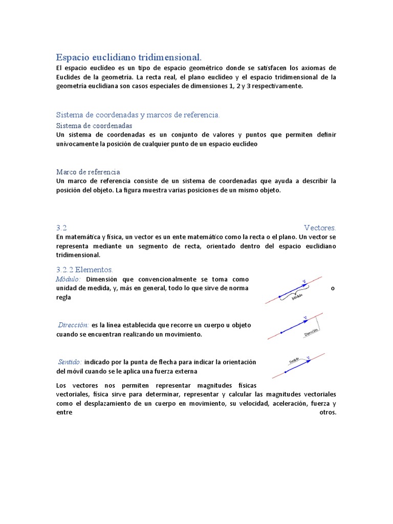 Espacio Euclidiano Tridimensional | PDF | Vector Euclidiano | Espacio euclidiano