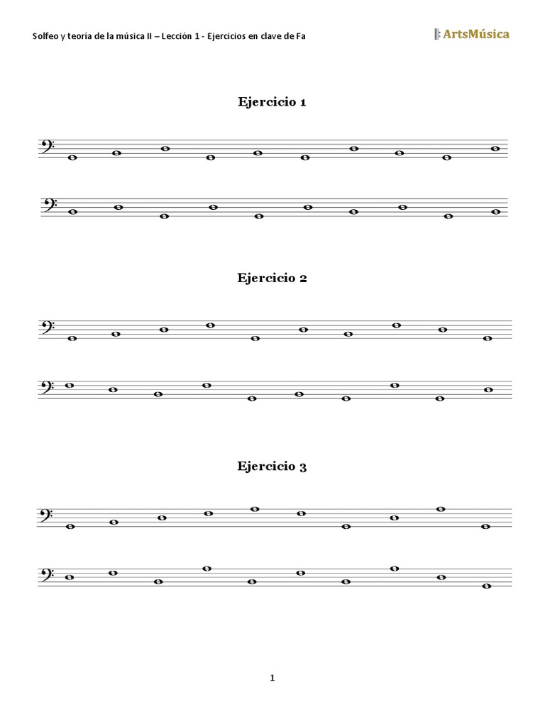 Ejercicios en Clave de Fa | PDF