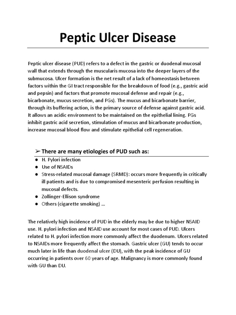 Peptic Ulcer Disease Treatment Guidelines | PDF | Nonsteroidal Anti ...