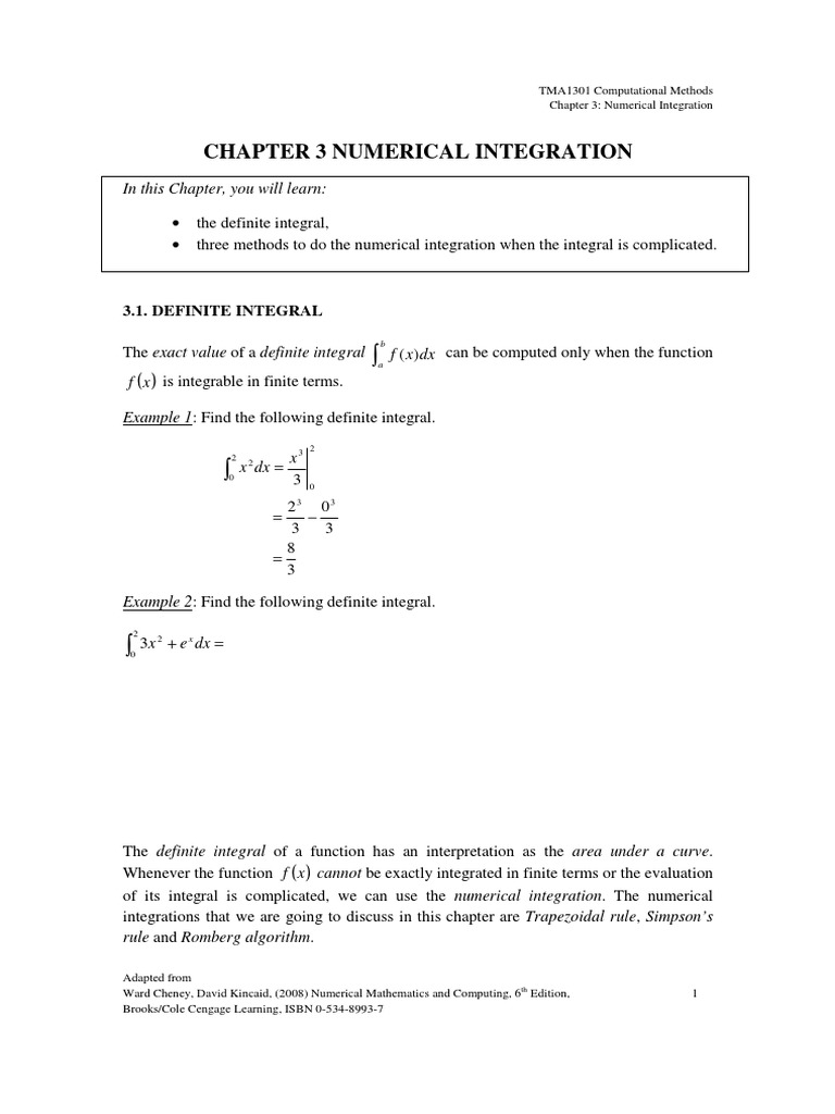 Numerical Integration Methods Guide | PDF | Integral | Numerical Analysis