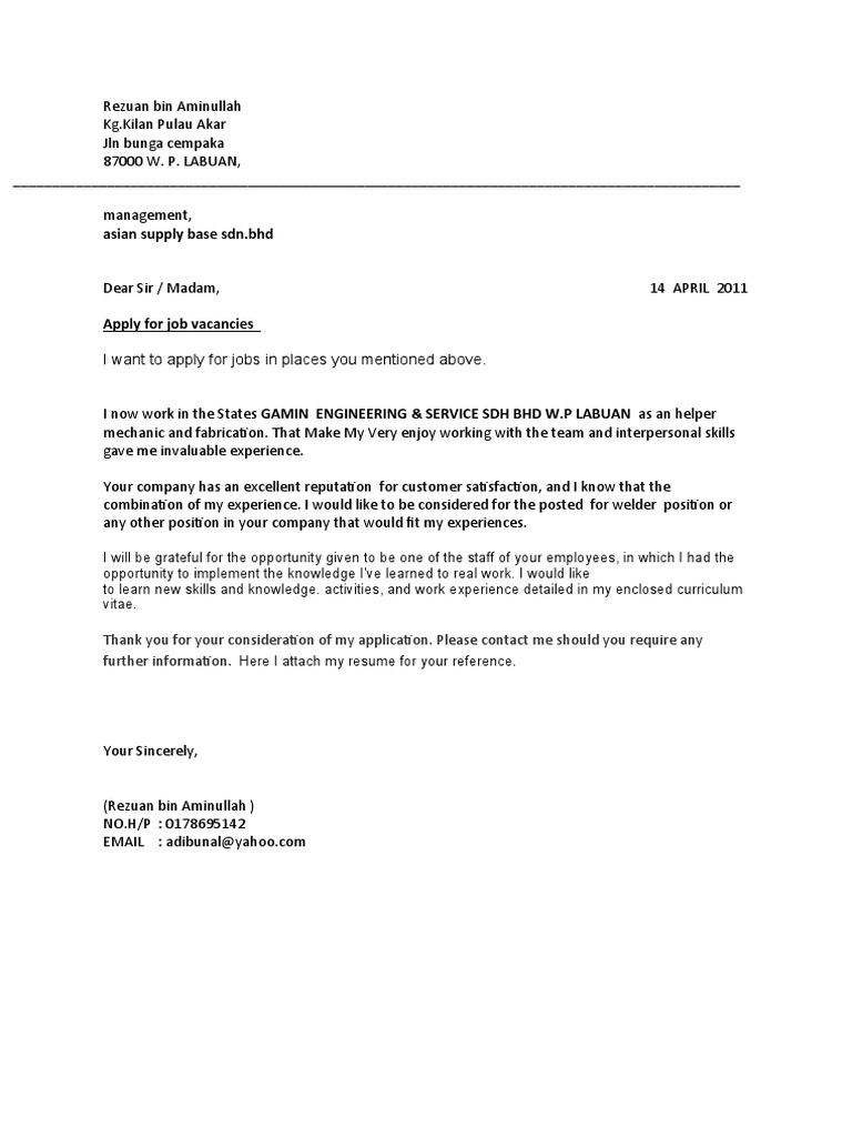 Job Application for Welder Position | PDF