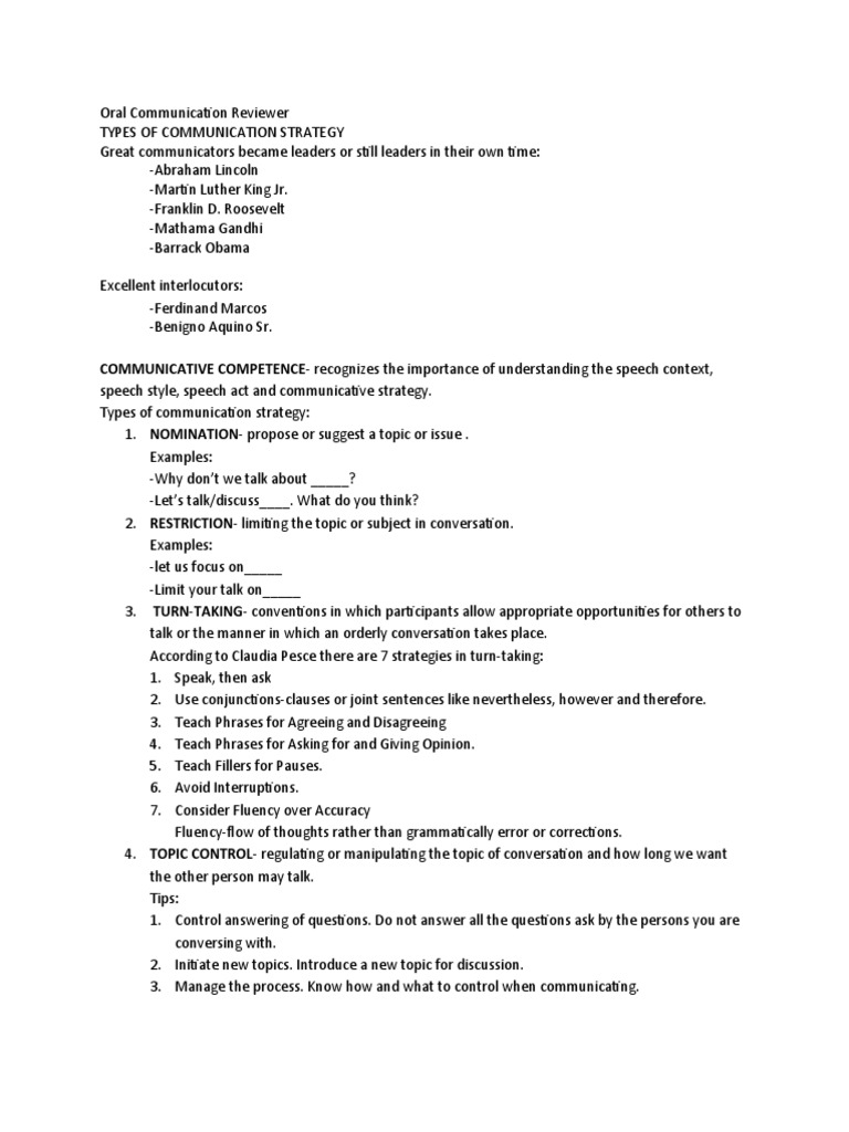 Oral Communication Reviewer | PDF | Conversation | Cognitive Science
