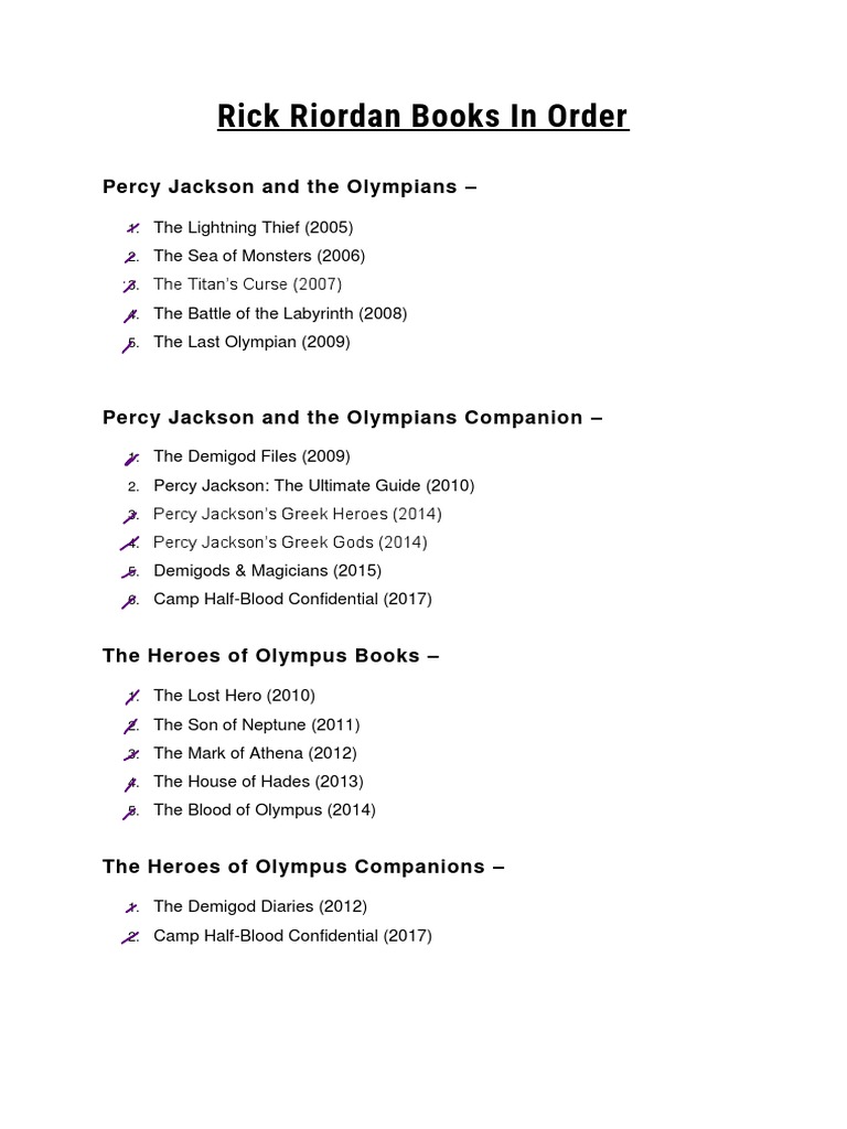 Rick Riordan Books in Order | PDF