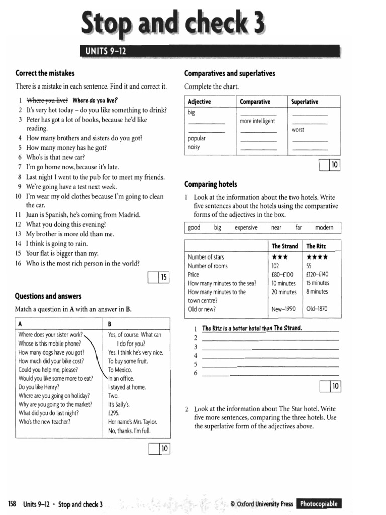 NHEle - Stop and Check 3 - Unit 9-12 | PDF