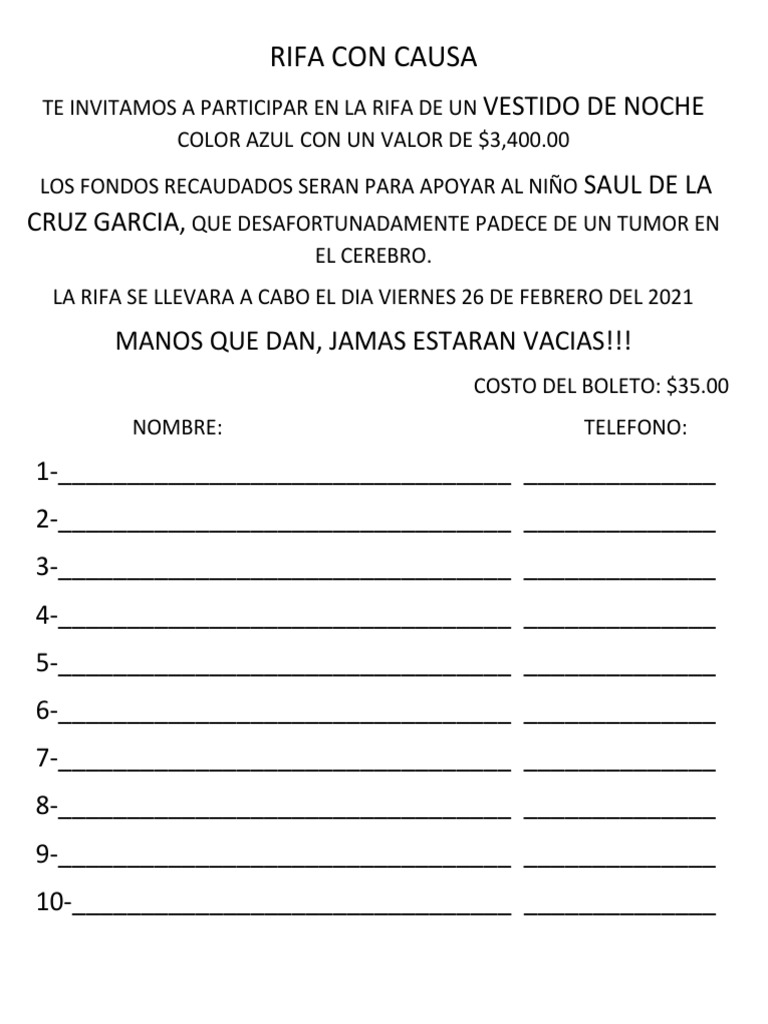 Rifa Con Causa | PDF