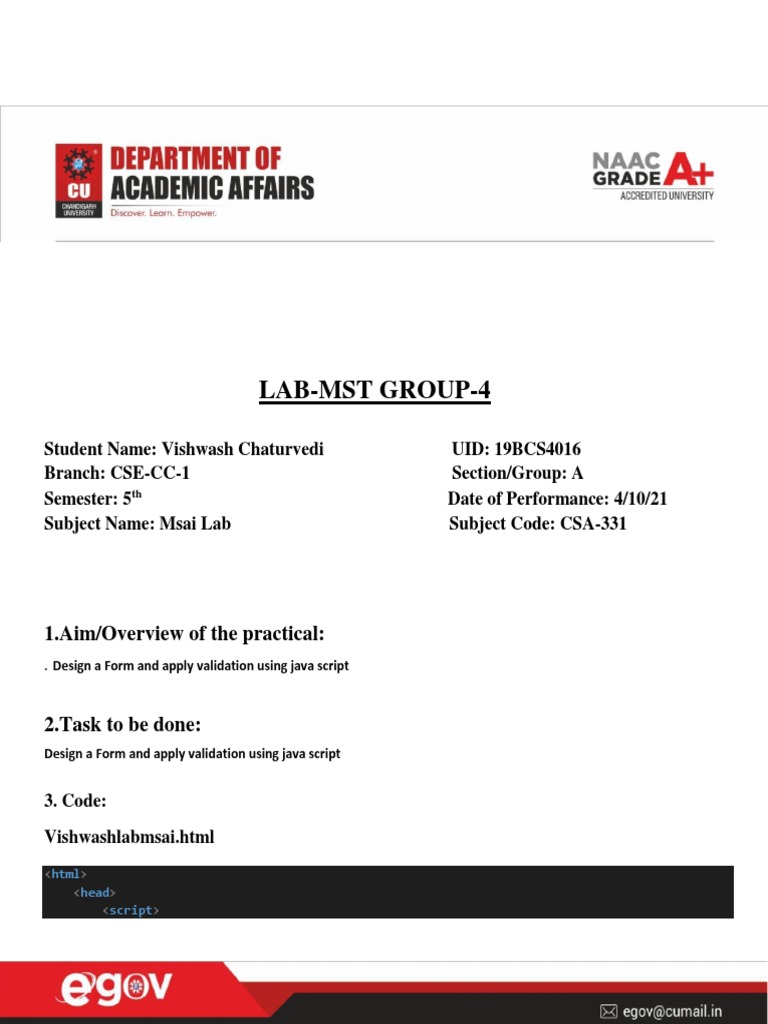 19BCS4016 Msailabmst-Group4 | PDF | Information Technology Management | Computing