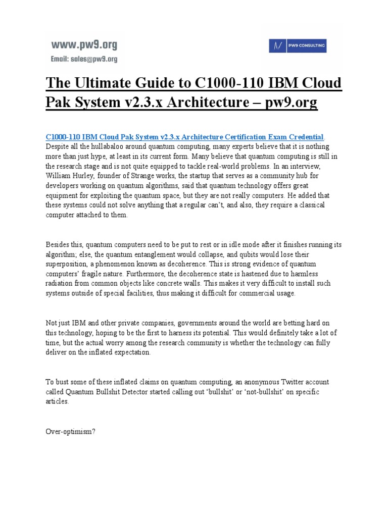 The Ultimate Guide To C1000-110 IBM Cloud Pak System v2.3.x ...