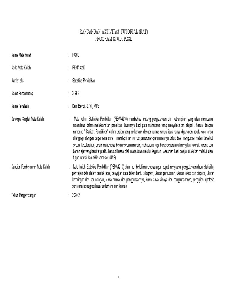 Rancangan Aktivitas Tutorial | PDF
