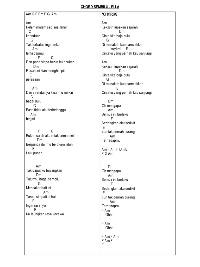 Chord Sembilu Ella | PDF