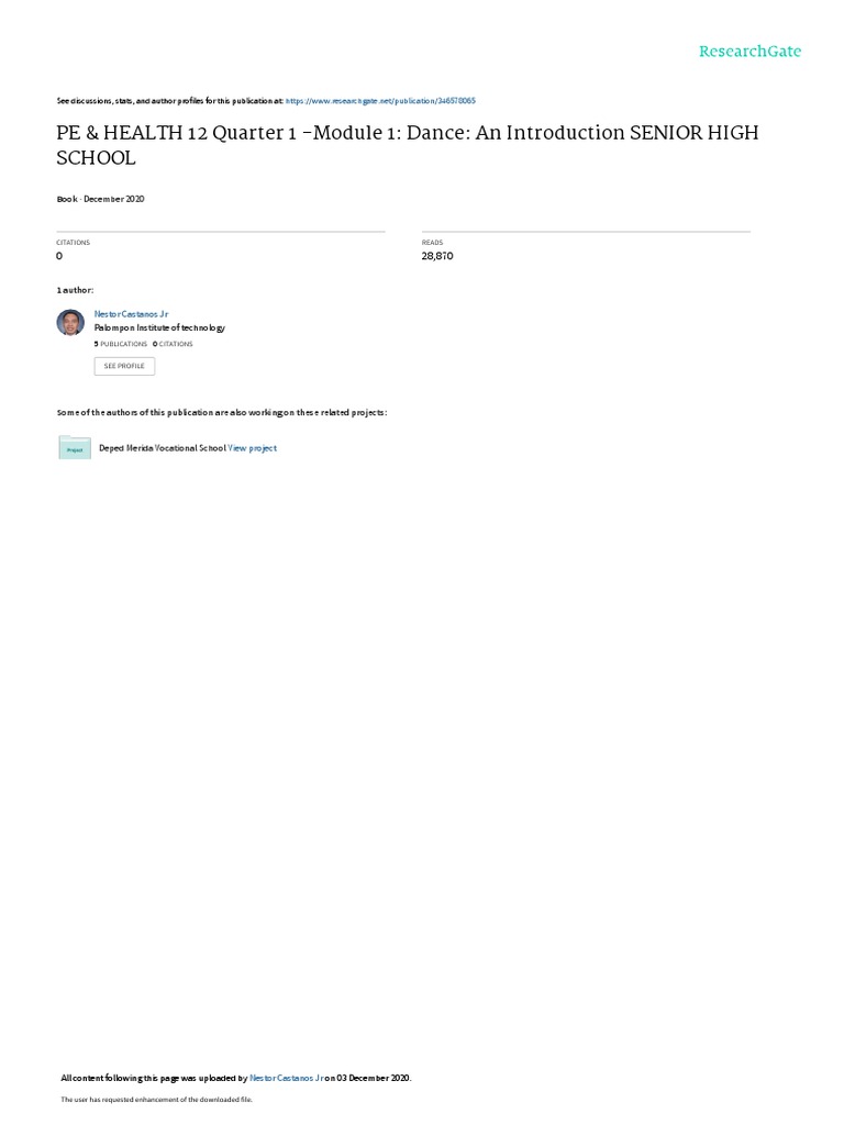 Peh12 q1 Module1 Danceintro v1 | PDF | Physical Fitness | Dances