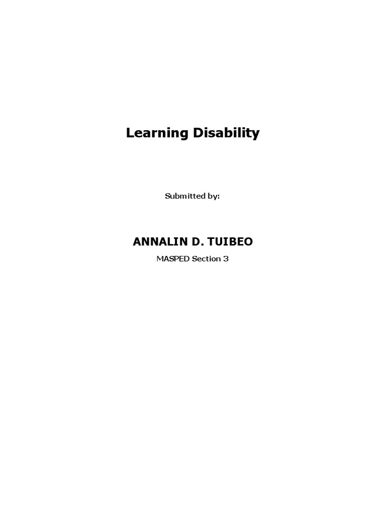 Learning Disability | PDF | Learning Disability | Intellectual Disability