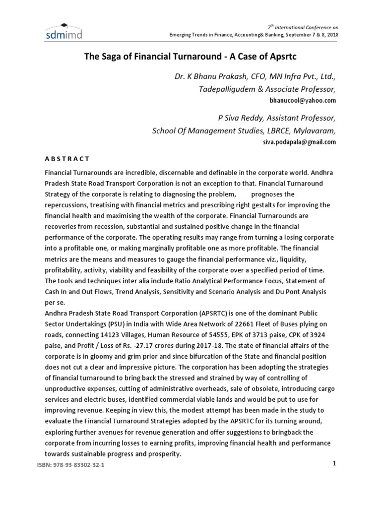 APSRTC Financial Turnaround Case Study | PDF | Capital Structure | Leverage (Finance)