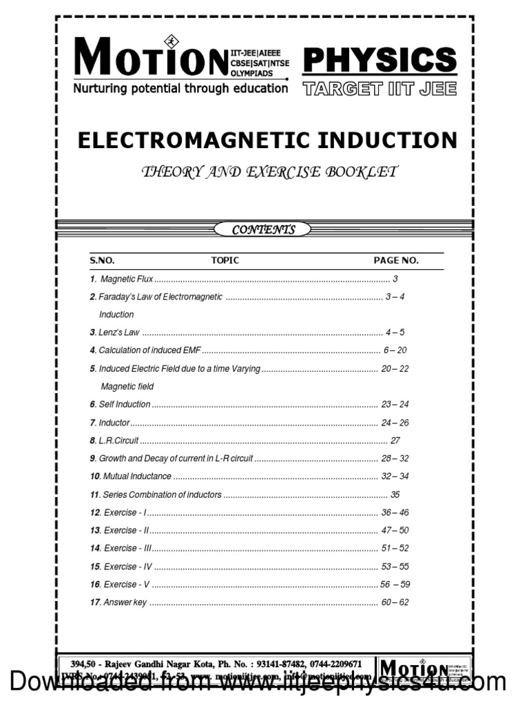 Electromagnetic Induction: Theory and Exercise Booklet | PDF ...