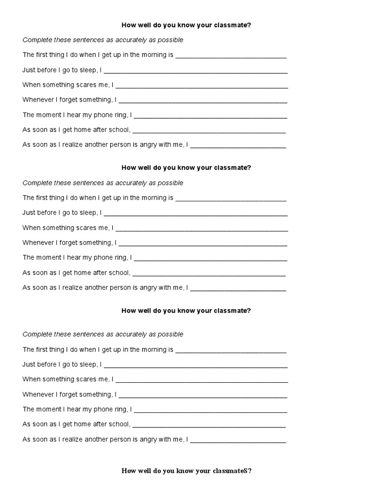 Complete These Sentences As Accurately As Possible: How Well Do You ...