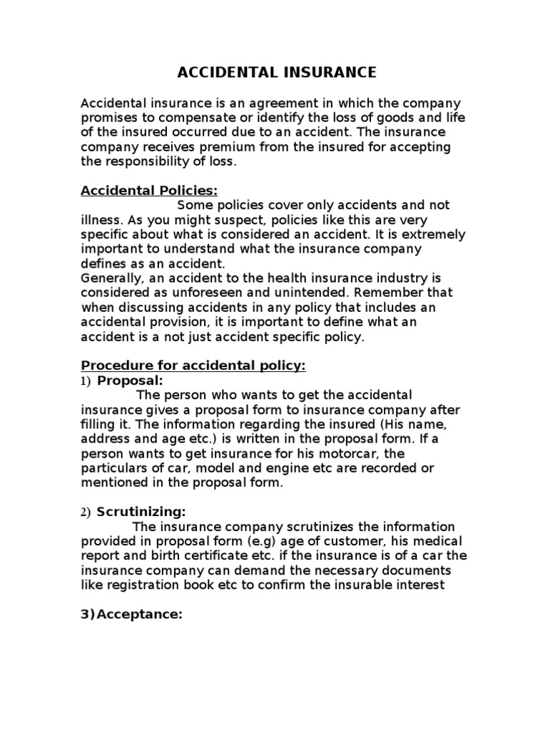 Accidental Insurance | PDF | Insurance | Financial Risk