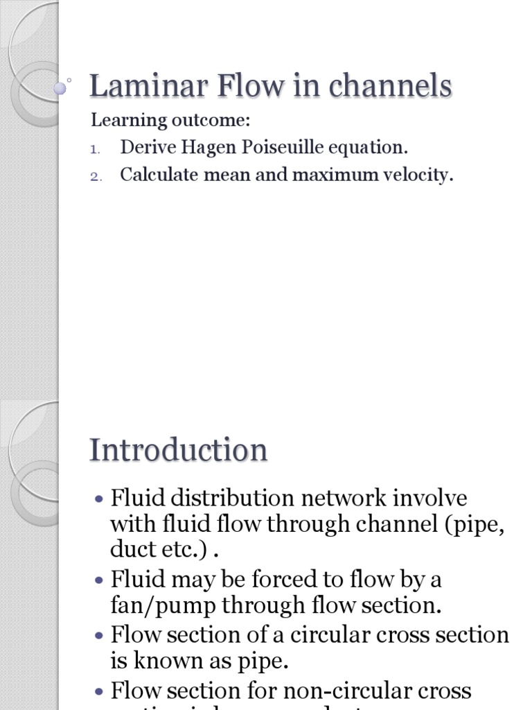Laminar Flow in Channels | PDF | Fluid Dynamics | Shear Stress