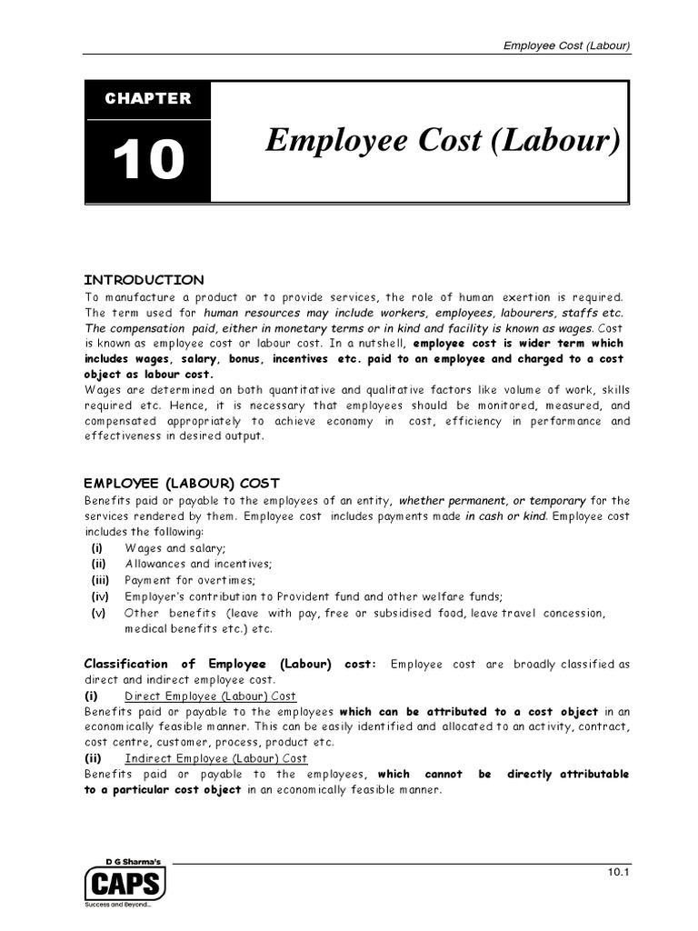 An Analysis of Employee Costs: Classifying and Controlling Labour ...
