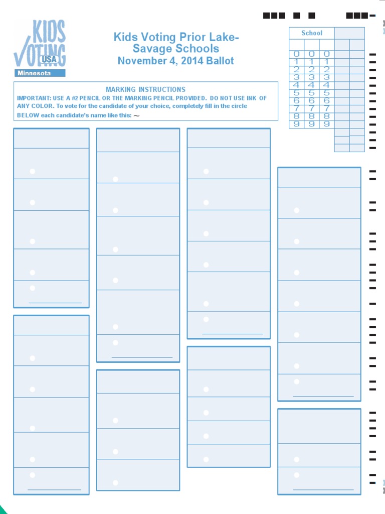 Kids Voting Prior Lake-Savage Schools: November 4, 2014 Ballot | PDF ...