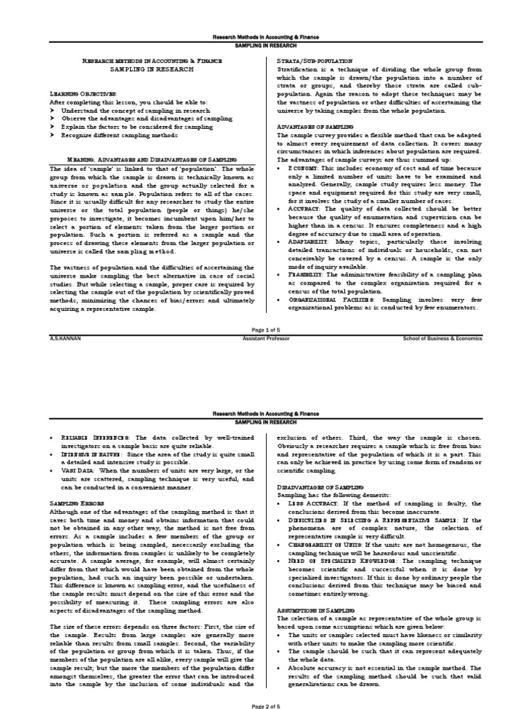 RM Sampling | PDF | Sampling (Statistics) | Stratified Sampling