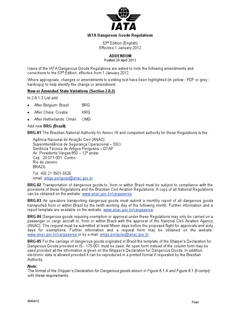 Iata Dangerous Goods Regulations | PDF | Dangerous Goods