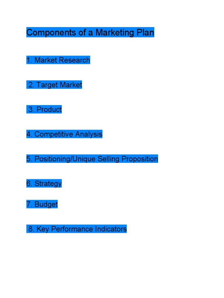 Components of A Marketing Plan | PDF | Business