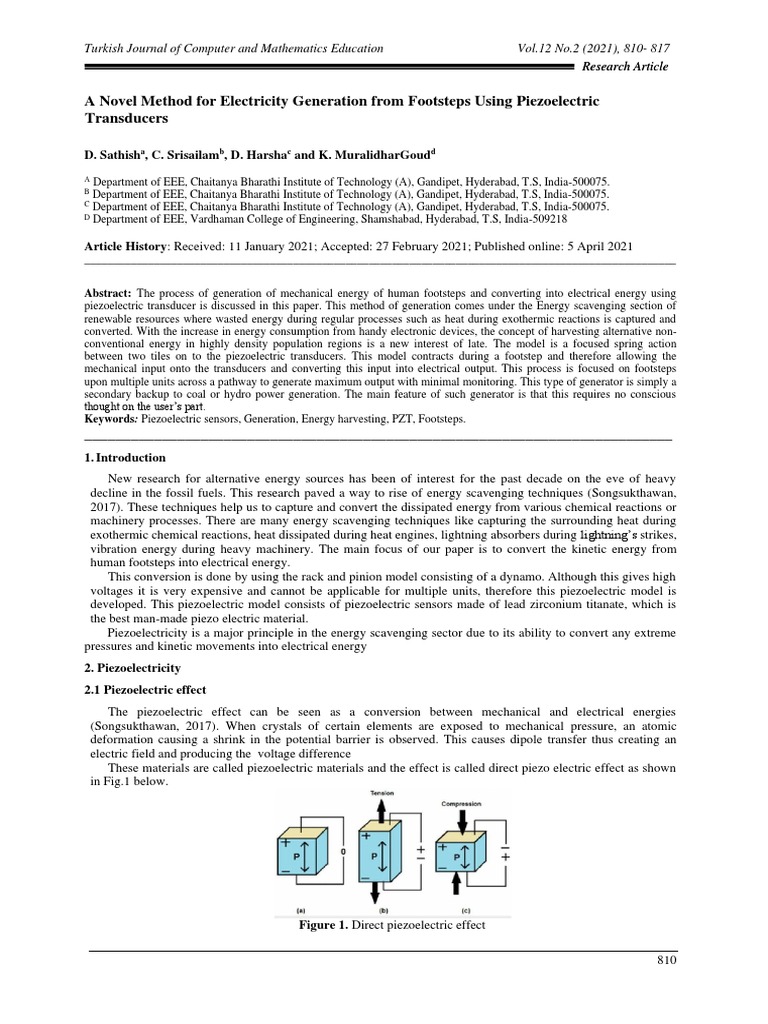 A Novel Method For Electricity Generation From Footsteps Using ...