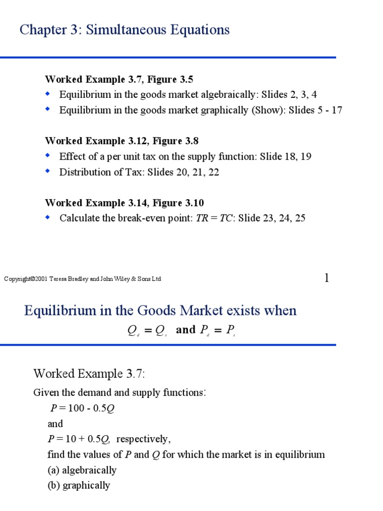 Chapter 3: Simultaneous Equations: Worked Example 3.7, Figure 3.5 | PDF ...