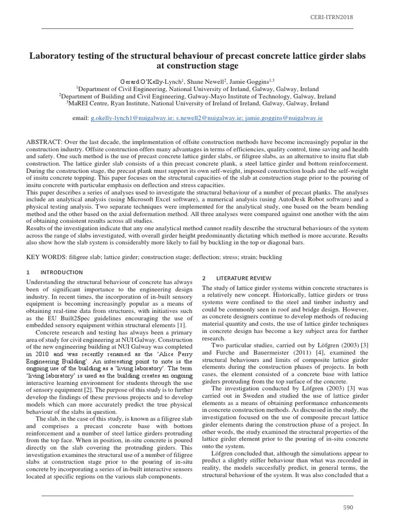 Filigree Slabs Testing | PDF | Buckling | Bending