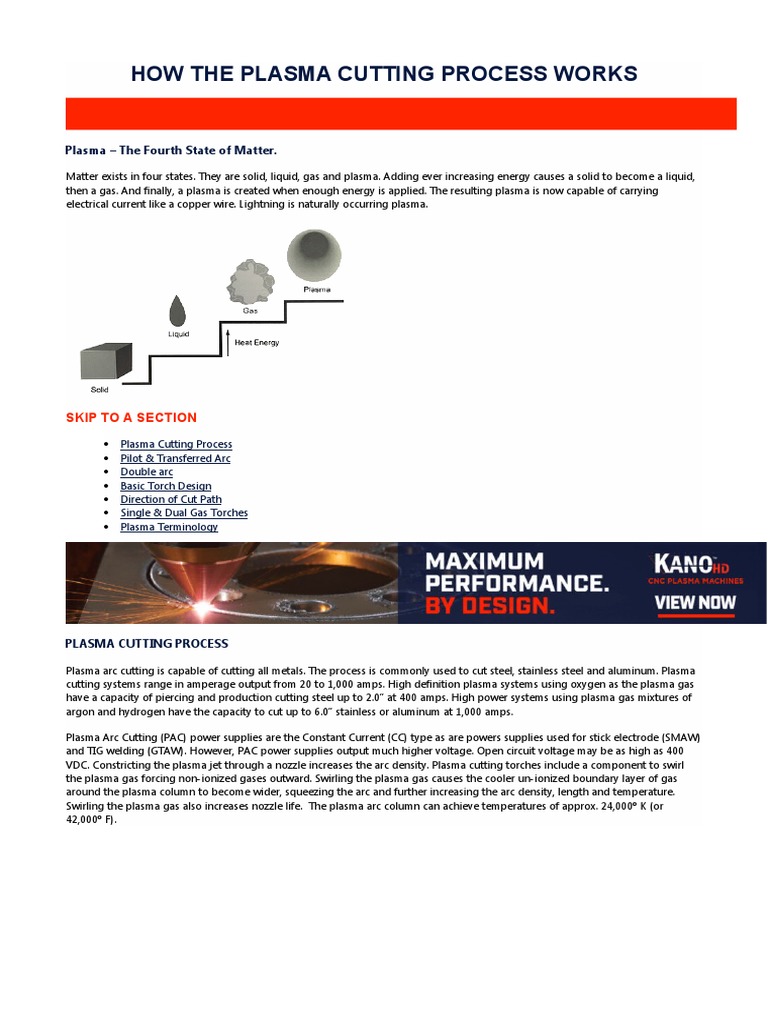Understanding Plasma Cutting Processes | PDF | Electric Arc | Gases