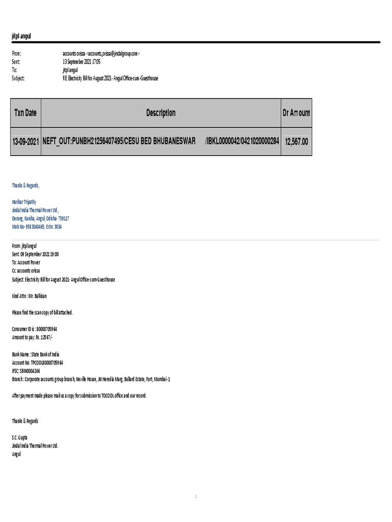 Electricity Bill August 2021 Receipt | PDF