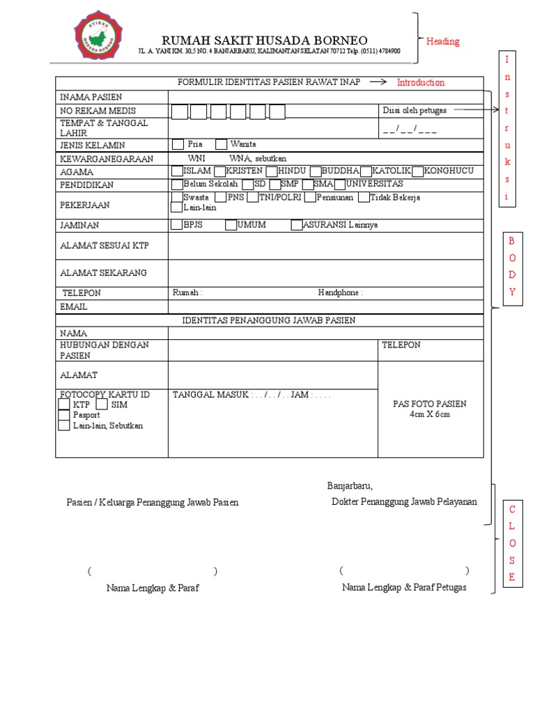Formulir Identitas Pasien Rawat Inap | PDF
