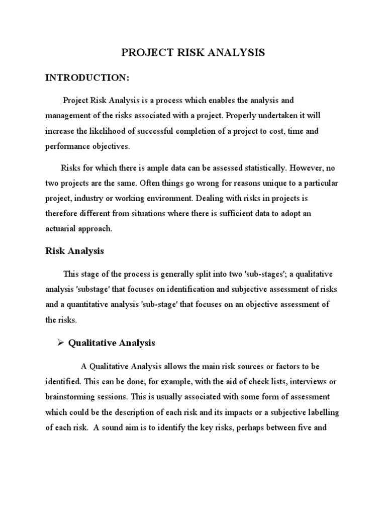 Project Risk Analysis | PDF | Risk Management | Analysis