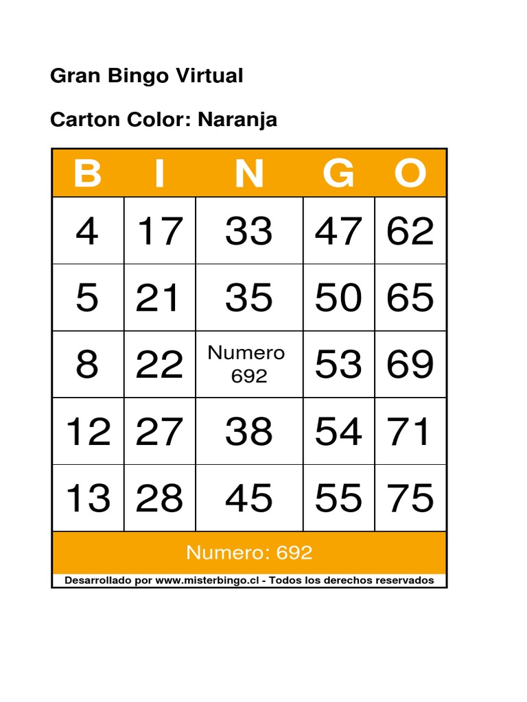 Carton Bingo Numero 692 | PDF